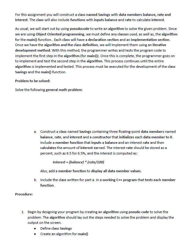 Solved For this assignment you will construct a class named | Chegg.com