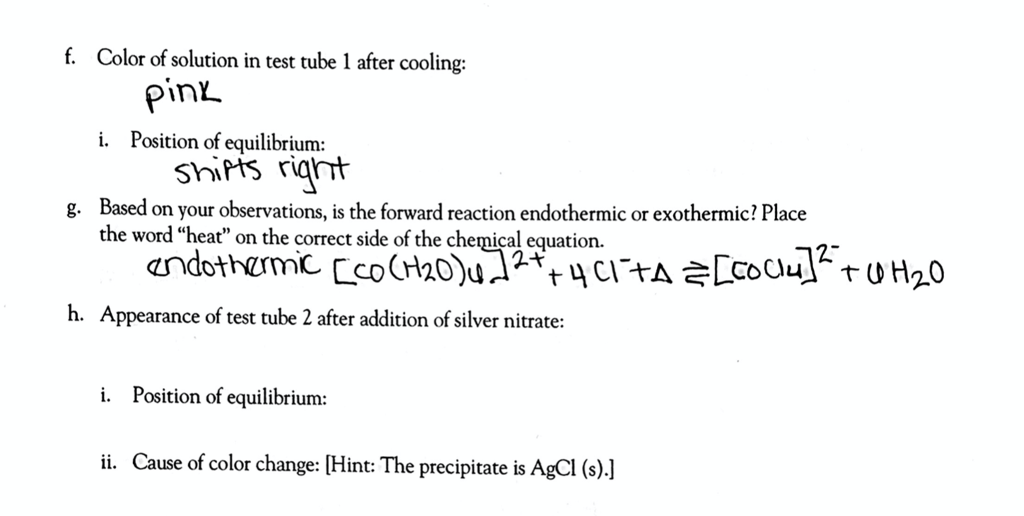 Solved II. Cobalt(II) Equilibrium The second equilibrium you | Chegg.com