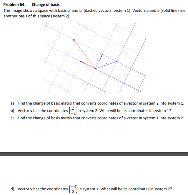 Solved Problem 64. Change of basis another basis of this | Chegg.com