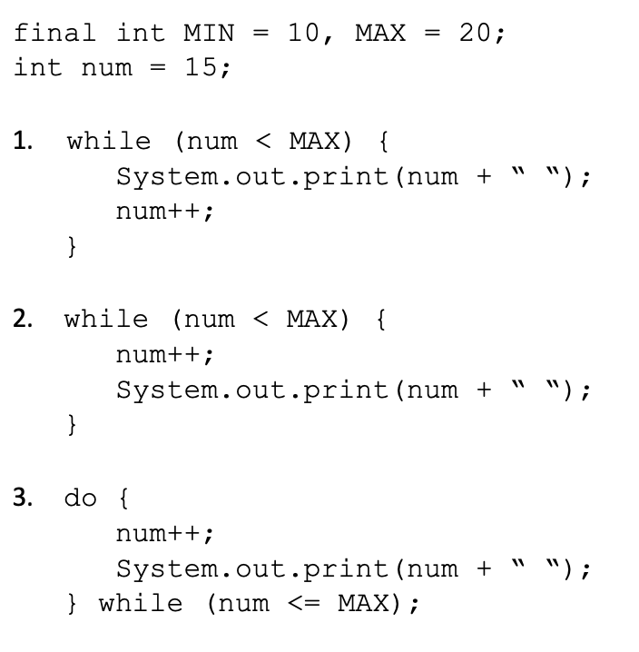 Solved Final Int Min10max20 Int Num 15 1 While Num 1016
