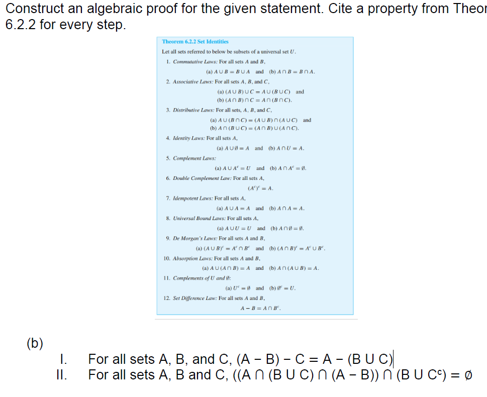 Solved Construct an algebraic proof for the given statement. | Chegg.com