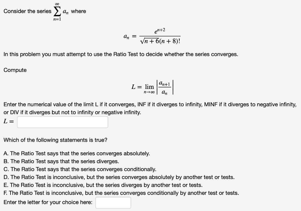 Solved Consider the series 2n=1 an where 2n = (-1)"Inn) n In | Chegg.com