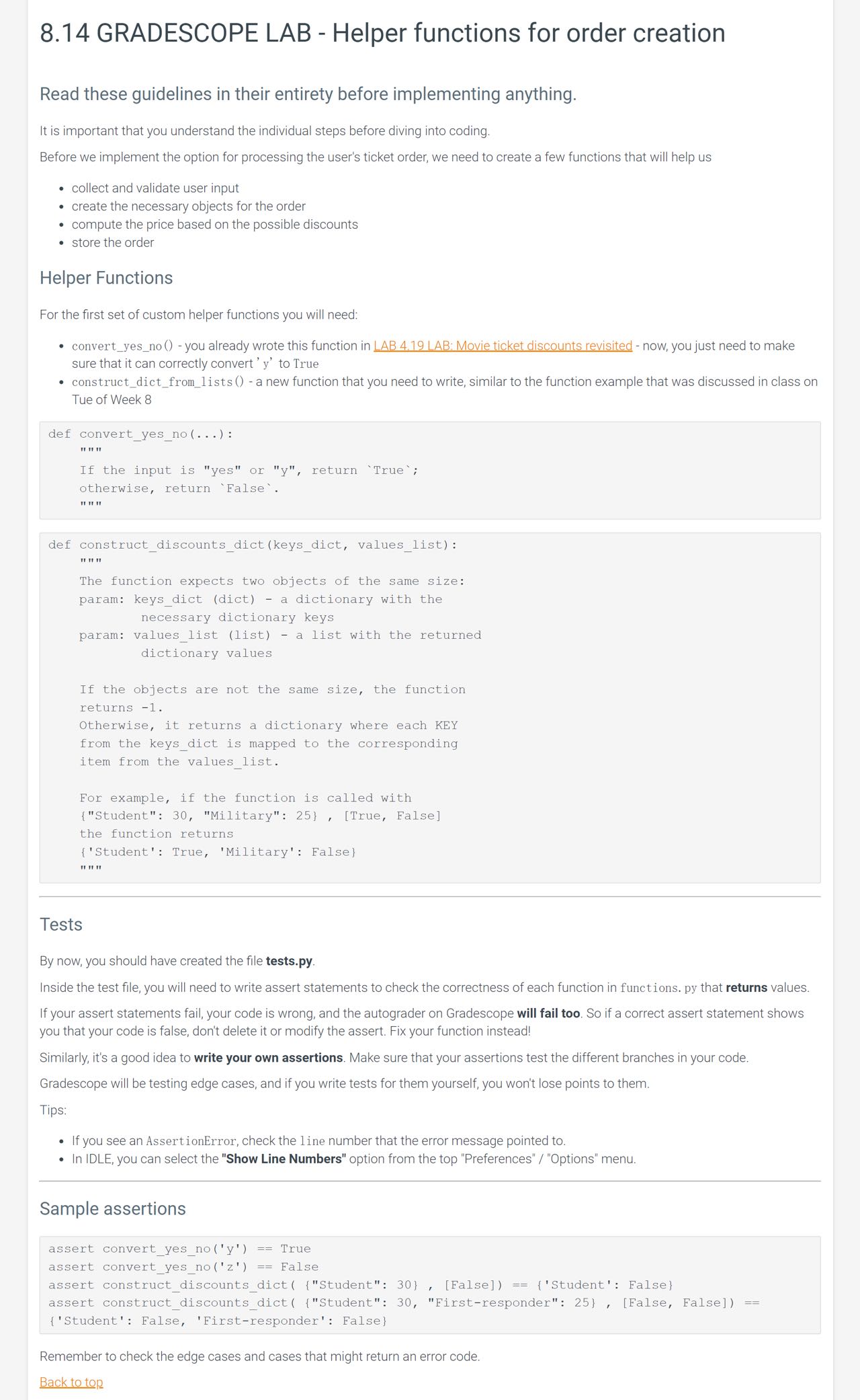 8.13 GRADESCOPE LAB - Print Orders Read these | Chegg.com