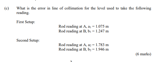 Solved (c) What is the error in line of collimation for the | Chegg.com