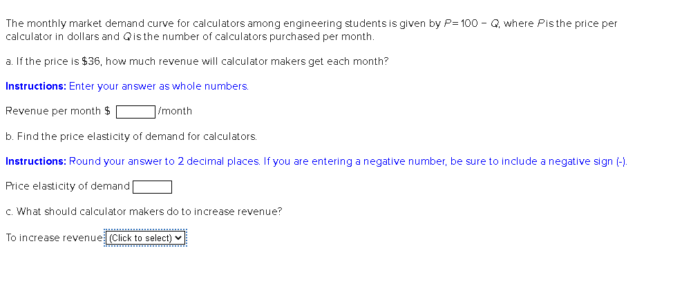 Solved For part c it gives a choice of: decrease price or | Chegg.com
