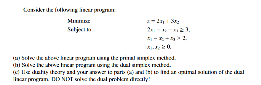 Solved Consider the following linear program: Minimize | Chegg.com