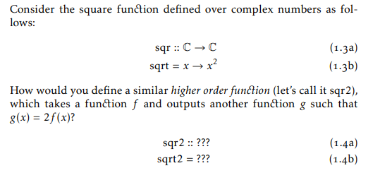 Solved Consider the square function defined over complex | Chegg.com