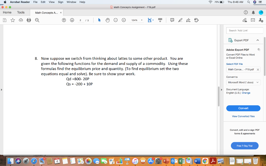 Solved Acrobat Reader File Edit View Sign Window Help 70%D | Chegg.com