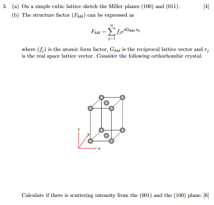 Solved [4] 3. (a) On a simple cubic lattice sketch the | Chegg.com