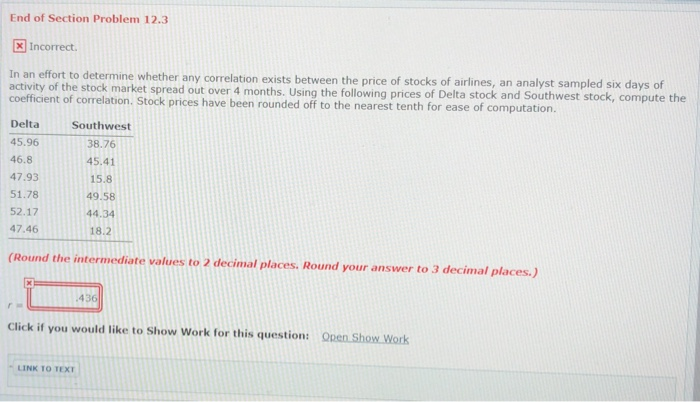 Solved End of Section Problem 12.3 XIncorrect. In an effort | Chegg.com