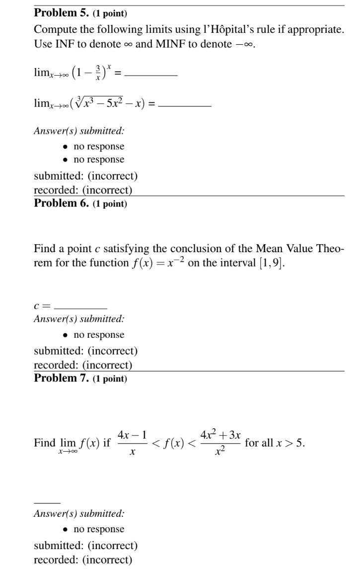 Solved Compute the following limits using l'Hôpital's rule | Chegg.com