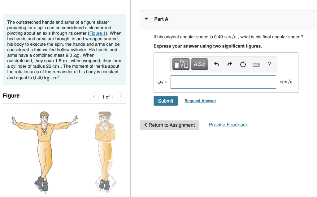 Solved The outstretched hands and arms of a figure skater | Chegg.com