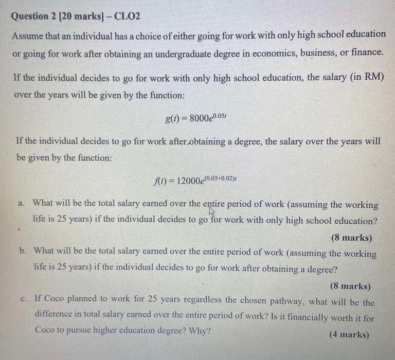 Solved Question 2 [20 marks] - CLO2 Assume that an | Chegg.com
