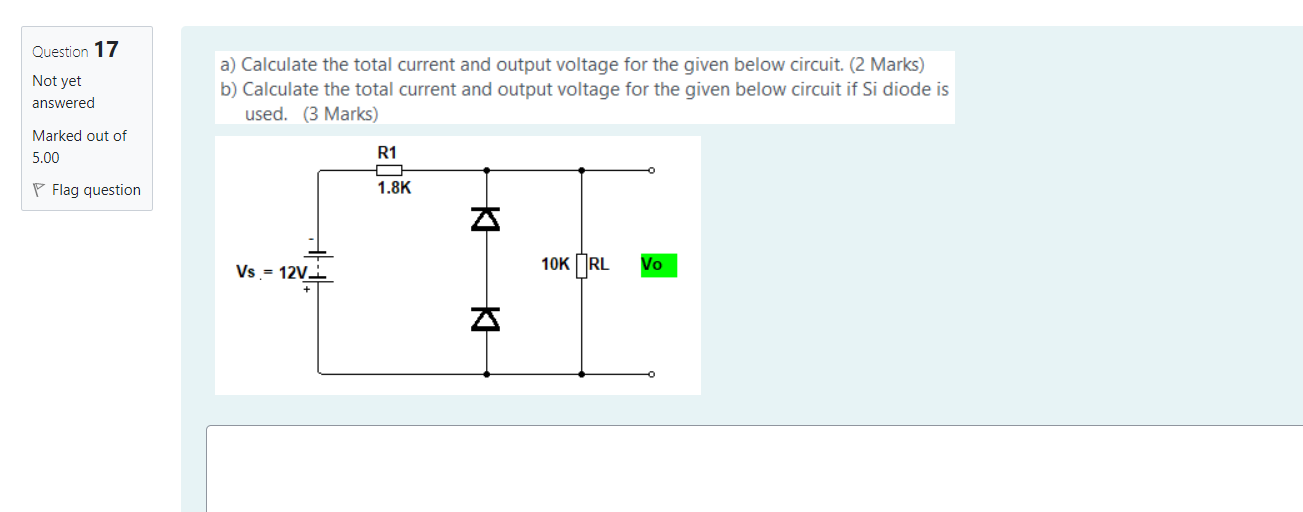Solved Question 17 Not yet a) Calculate the total current | Chegg.com