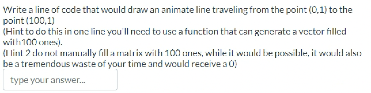 Solved Write a line of code that would draw an animate line | Chegg.com