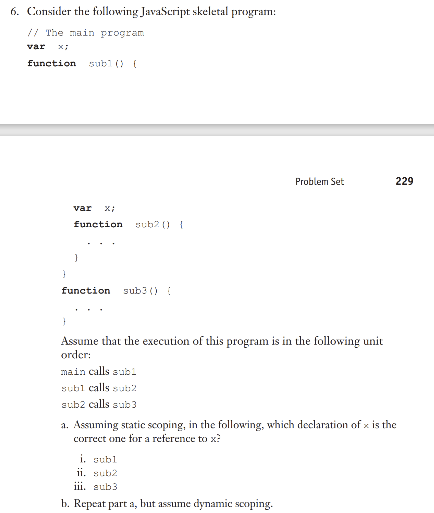 Solved 6. Consider the following JavaScript skeletal | Chegg.com