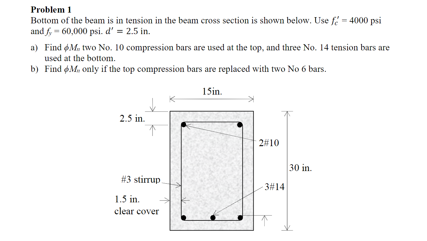 Solved Bottom of the beam is in tension in the beam | Chegg.com
