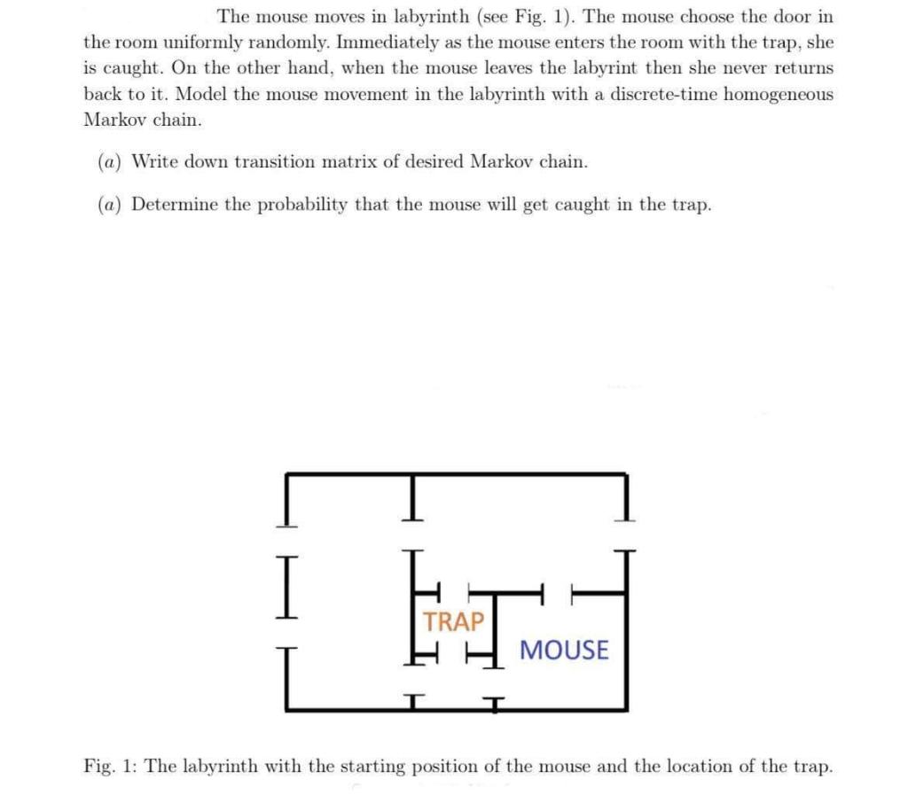 Solved The mouse moves in labyrinth (see Fig. 1). The mouse | Chegg.com