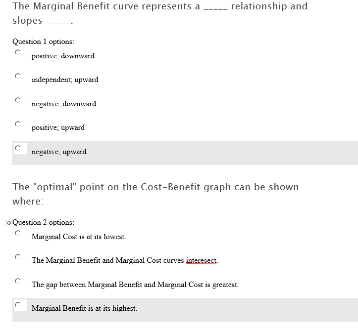 Solved relationship and The Marginal Benefit curve | Chegg.com