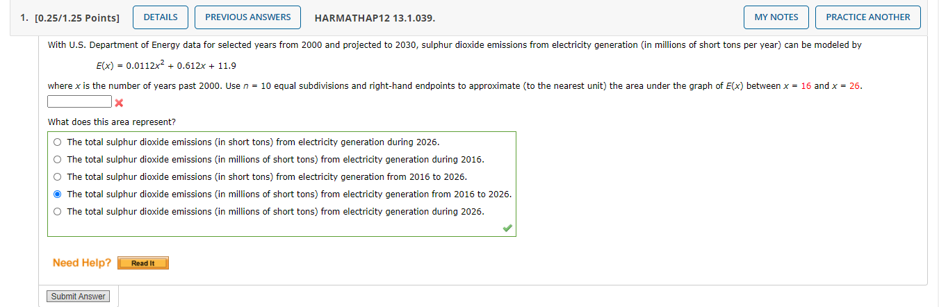 Solved 1. [0.25/1.25 Points] DETAILS PREVIOUS ANSWERS | Chegg.com