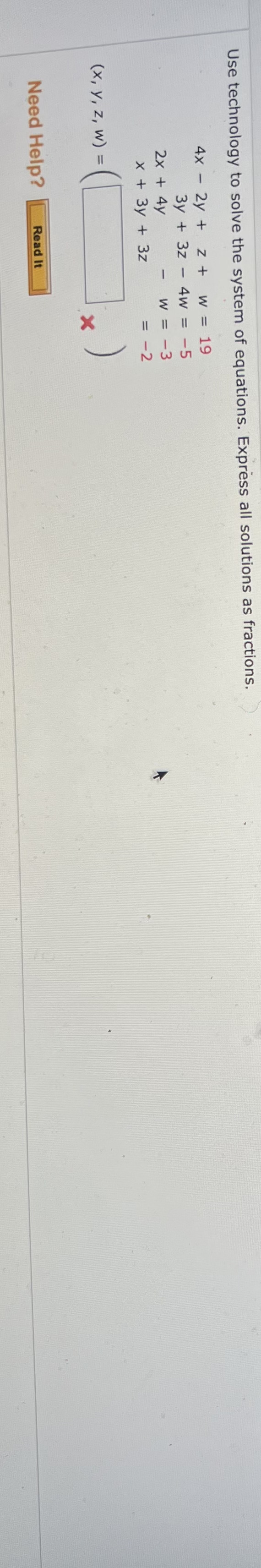 Solved Use technology to solve the system of equations. | Chegg.com