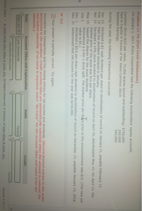Solved Problem 11-7A (Part Level Submission) on January 1, | Chegg.com