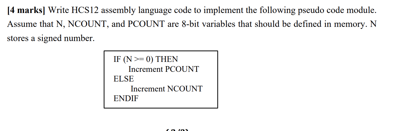 Solved 4 Marks Write Hcs12 Assembly Language Code To 3046
