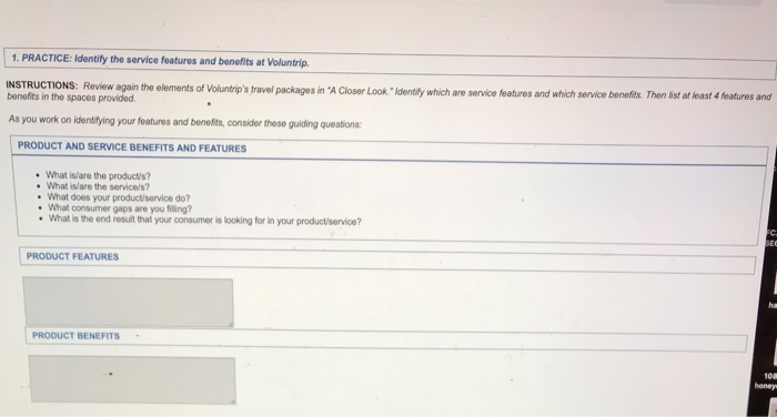 1. PRACTICE: Identify the service features and | Chegg.com