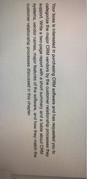 Solved Your boss is interested in purchasing CRM software | Chegg.com