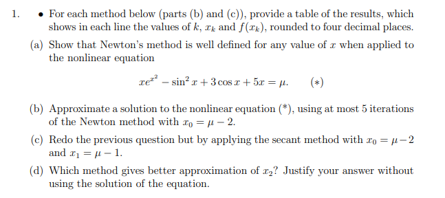 Solved 1. . For each method below (parts (b) and (c)), | Chegg.com