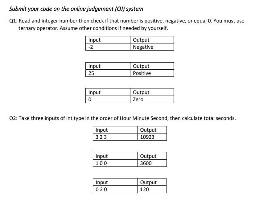 Solved Submit your code on the online judgement (OJ) system | Chegg.com