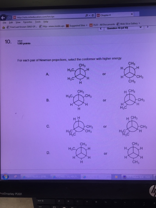 Solved For each pair of Newman projections, select the | Chegg.com
