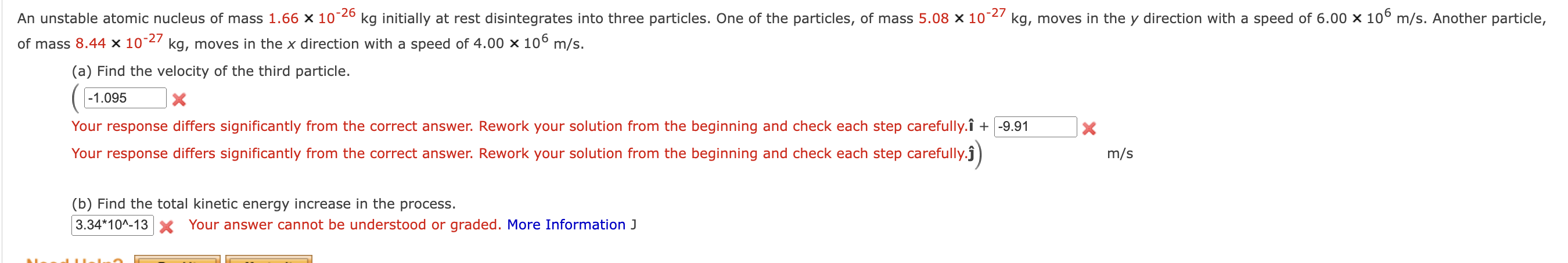 Solved of ﻿mass 8.44×10-27kg, ﻿moves in ﻿the x ﻿direction | Chegg.com