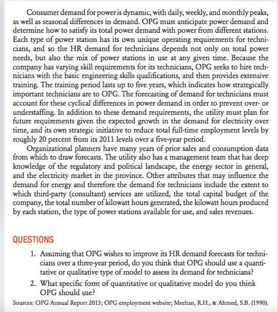 Solved CASE STUDY ONTARIO POWER GENERATION Ontario Power | Chegg.com