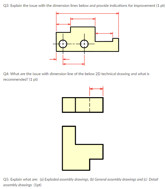 Solved Q3: Explain the issue with the dimension lines below | Chegg.com