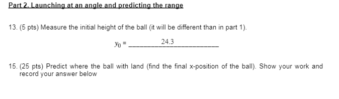 Solved Part 1. Projectile Launched Horizontally 2. (5 pts) | Chegg.com