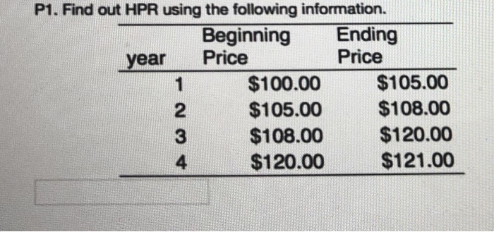 Solved P2. Find out HPY using the following information. | Chegg.com