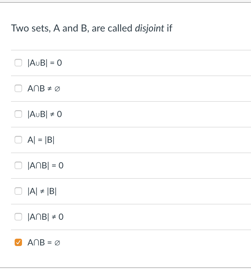 Solved Two sets, A and B, are called disjoint if IAnBI-0 | Chegg.com