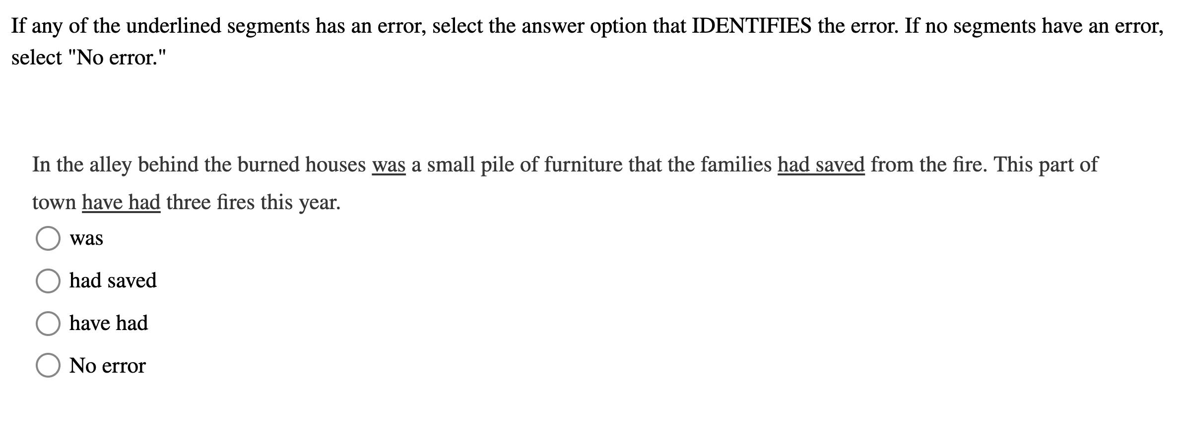 Solved If any of the underlined segments has an error, | Chegg.com
