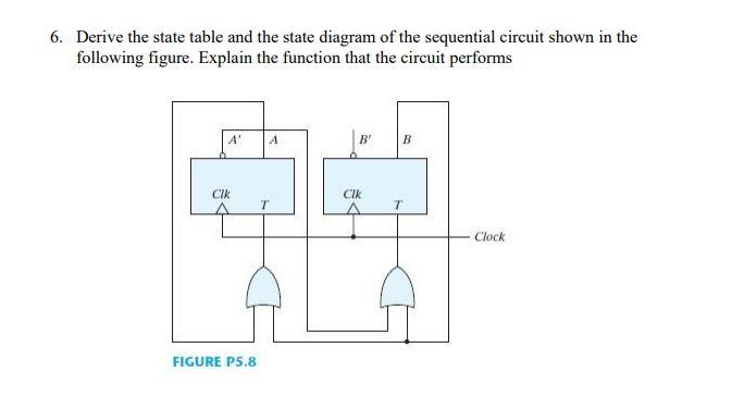 Solved 6. Derive the state table and the state diagram of | Chegg.com