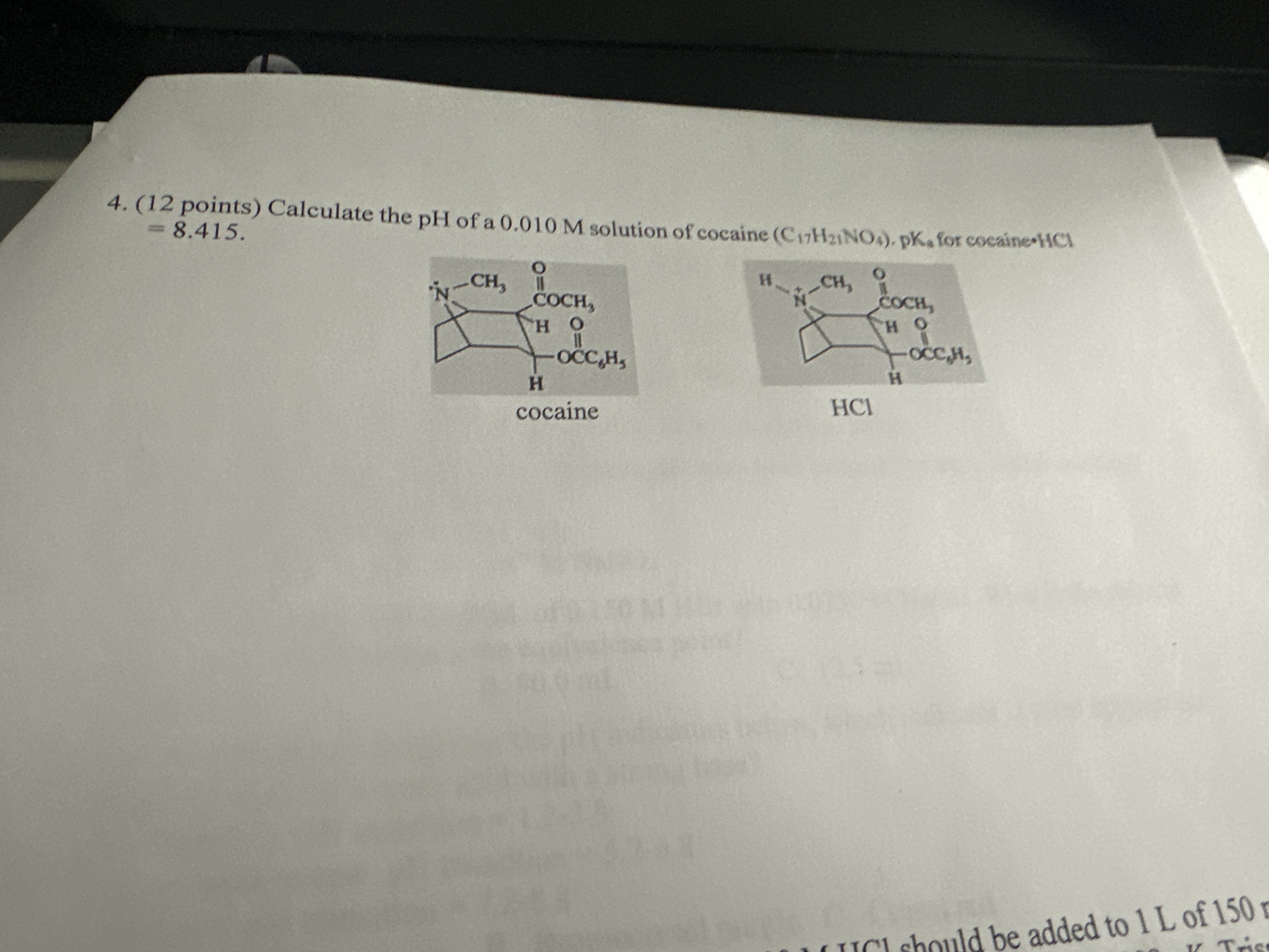 Solved 4. (12 points) Calculate the pH of a 0.010M solution | Chegg.com