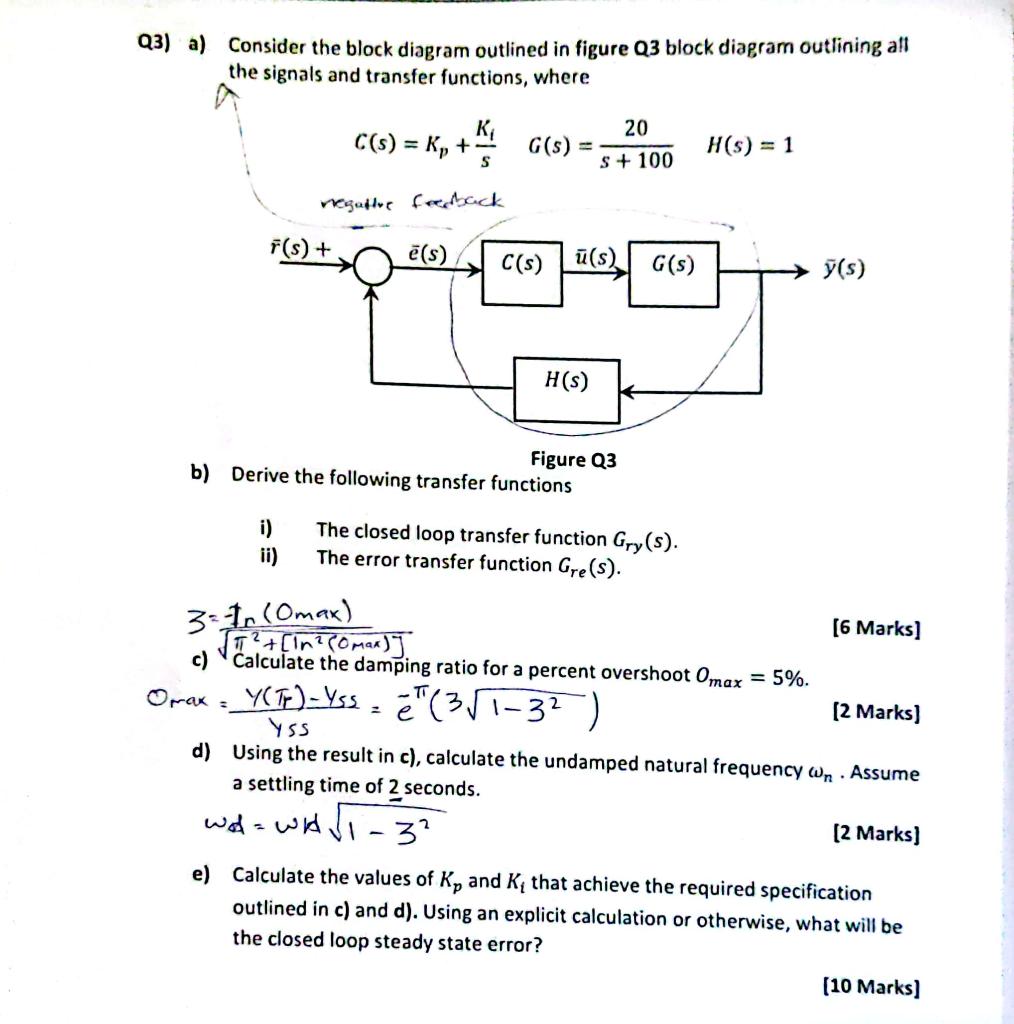 Solved a) Consider the block diagram outlined in figure Q3 | Chegg.com
