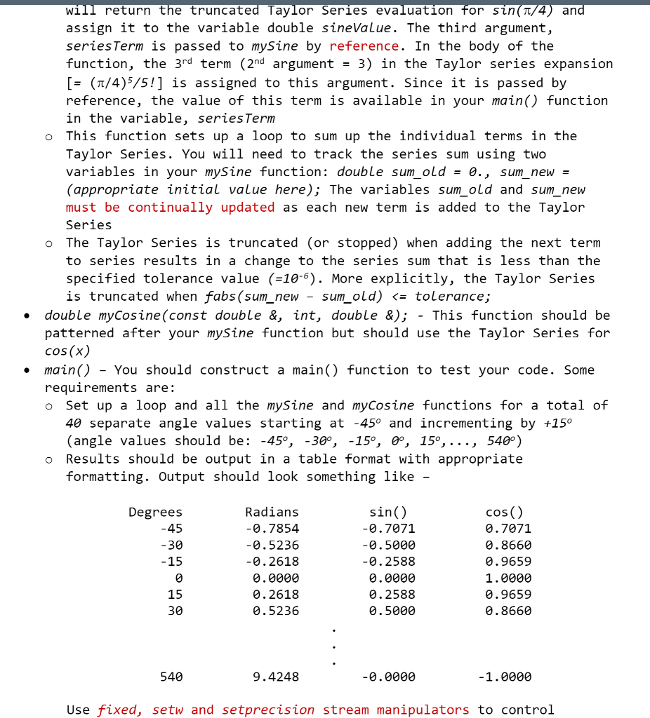 Solved focus of this lab element is to compute trigonometric | Chegg.com