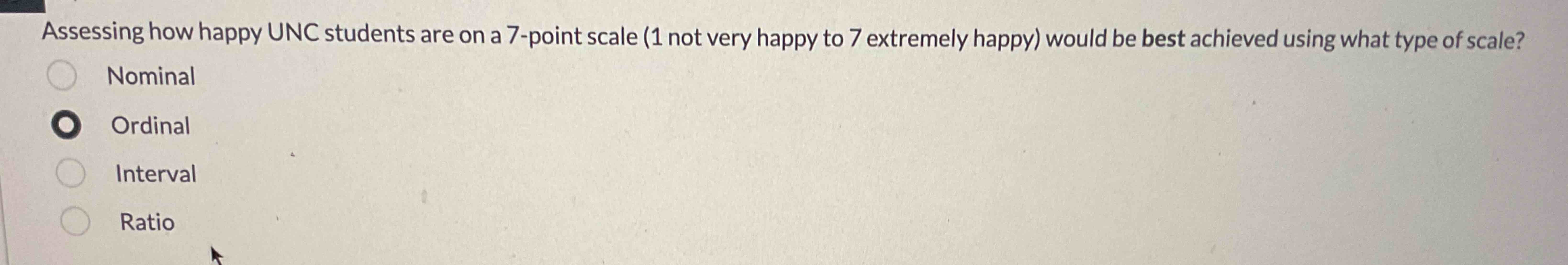 Solved 1 ﻿pointAssessing how happy UNC students are on a | Chegg.com