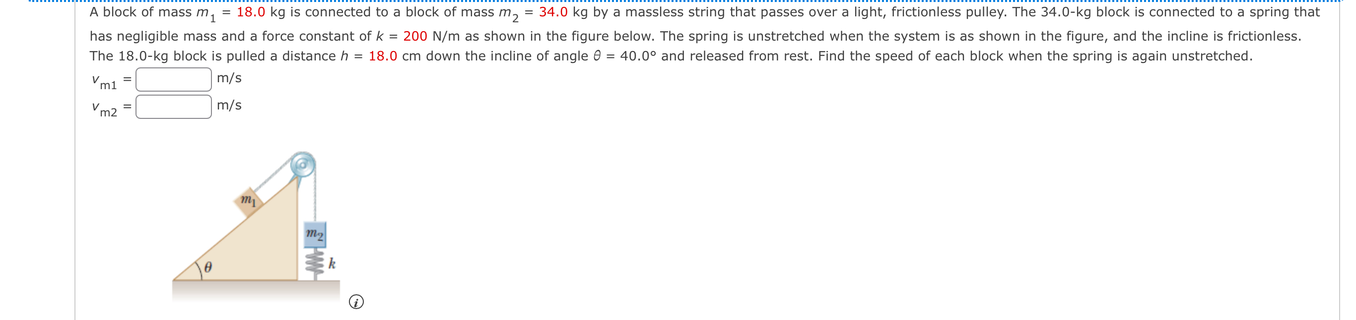 Solved A block of ﻿mass m1=18.0kg is ﻿connected to ﻿a block | Chegg.com