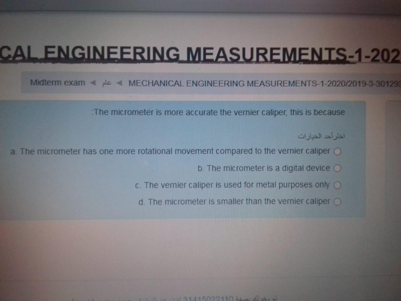 Solved CAL ENGINEERING MEASUREMENTS-1-202 Midterm exam plc | Chegg.com