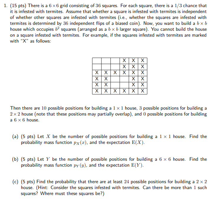 Solved 1. ( 15 ﻿pts ) ﻿There is a \( 6 \times 6 \) ﻿grid | Chegg.com