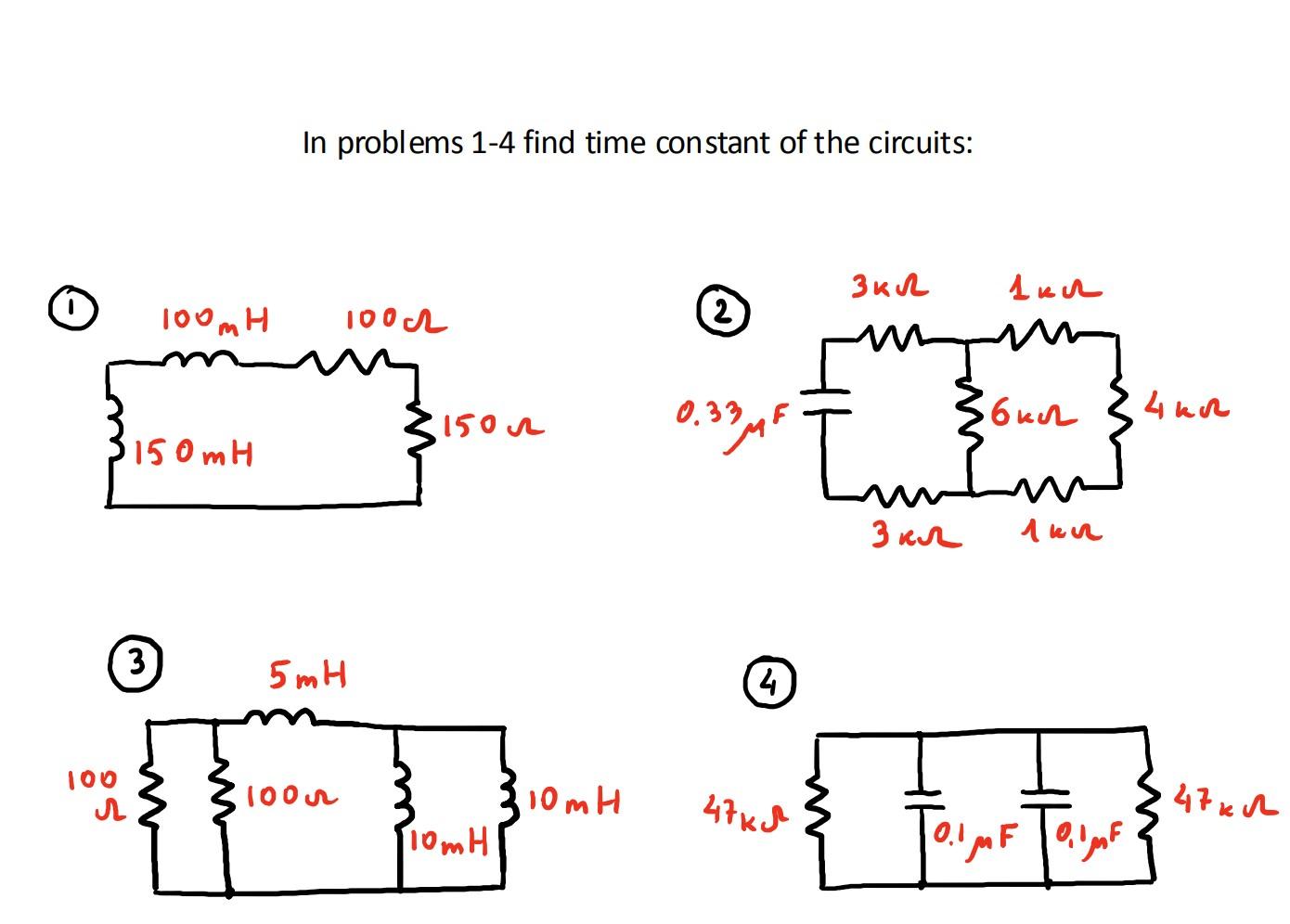 Solved In problems 1-4 find time constant of the circuits: | Chegg.com Solved In problems 1-4 find time constant of the circuits: | Chegg.com