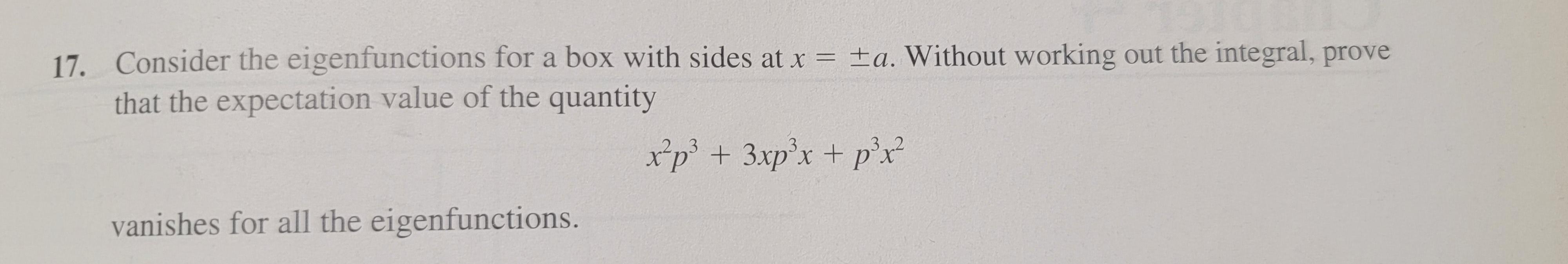 Solved 17. Consider the eigenfunctions for a box with sides | Chegg.com
