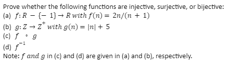 Solved Prove whether the following functions are injective, | Chegg.com